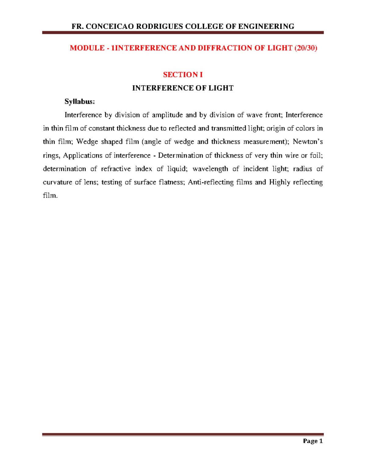 Interference final Notes - FR. CONCEICAO RODRIGUES COLLEGE OF ...