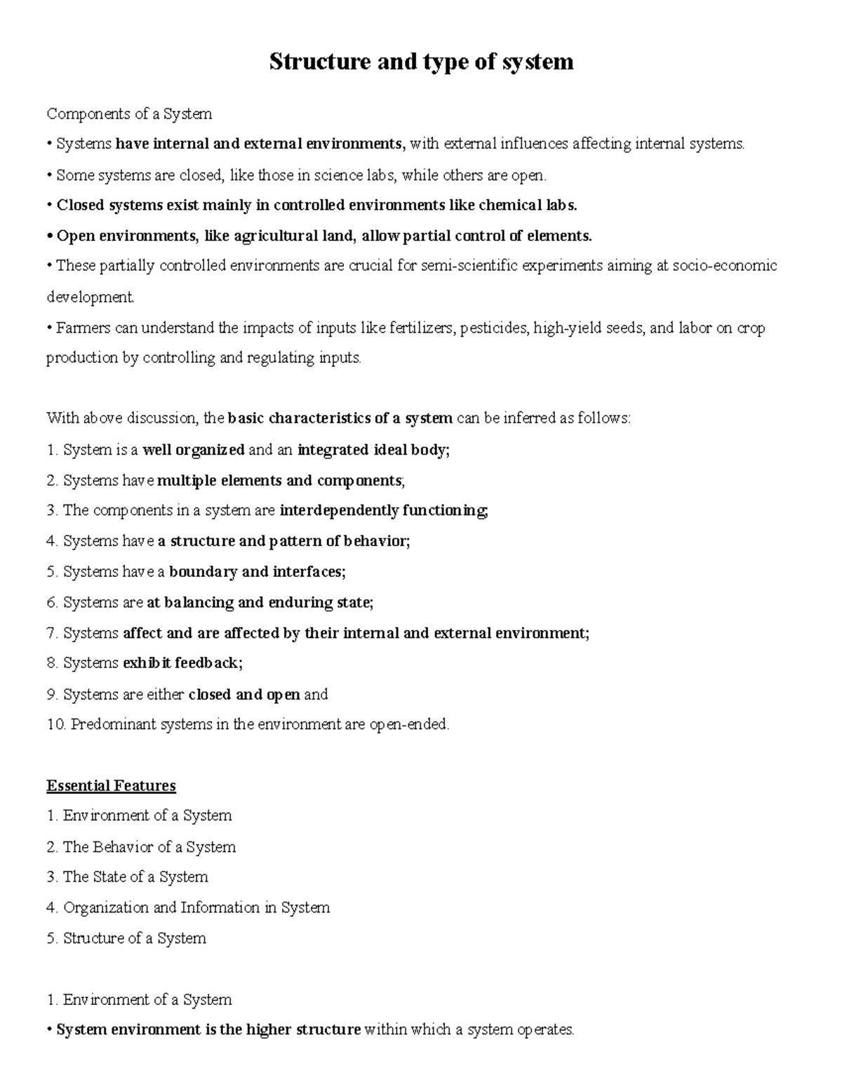 System and structure - Structure and type of system Components of a ...
