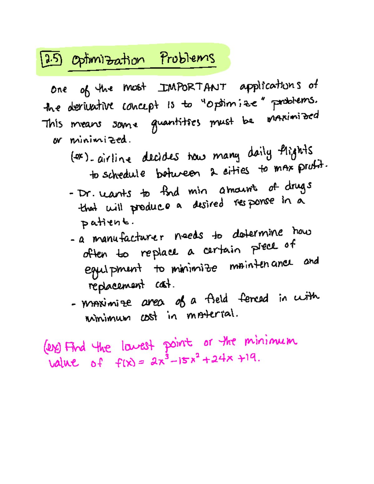 Math 121 section 2 the notation and derivative - optimizationProblemse ...
