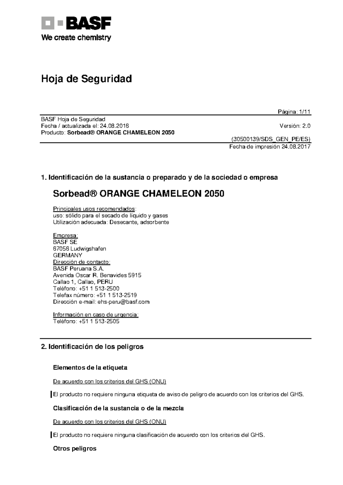 10128122-FV-24 - MSDS - Hoja de Seguridad Página: 1/ BASF Hoja de Seguridad Fecha / actualizada ...