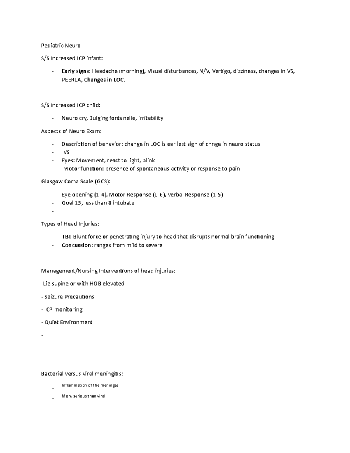 Pediatric Neuro (2) (3) (1) - Pediatric Neuro S/S Increased ICP infant ...