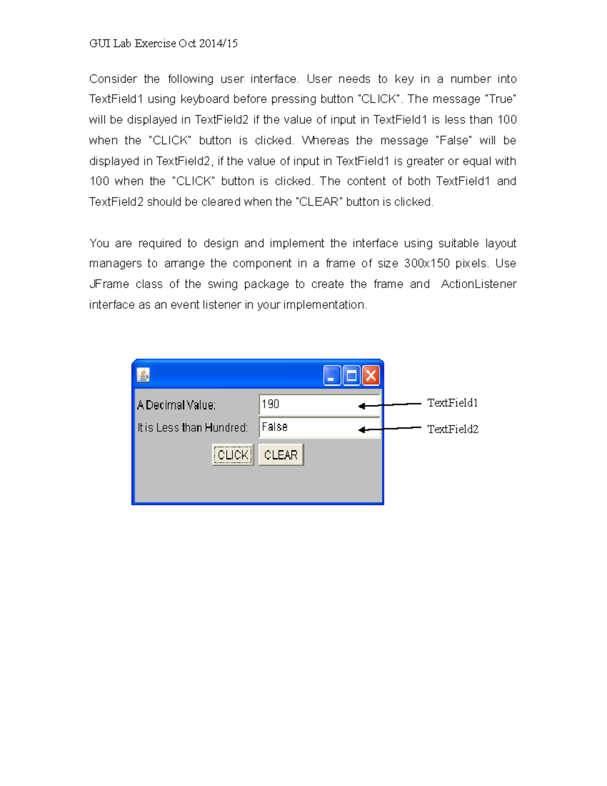 Quenstions- GUI Lab Assignment - GUI Lab Exercise Oct 2014/ Consider ...