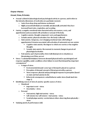 Chapter 2 Review - Chapter 2 Review Personality and sport o Positive ...