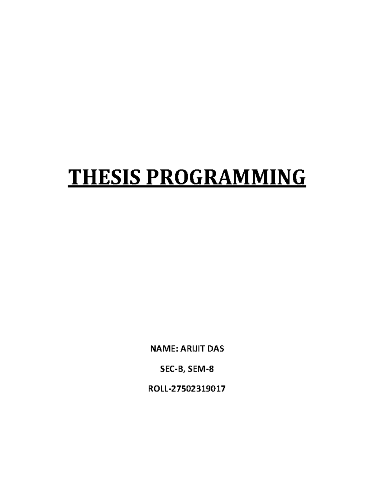 AN OIL Platform- Thesis Programming - THESIS PROGRAMMING NAME: ARIJIT ...