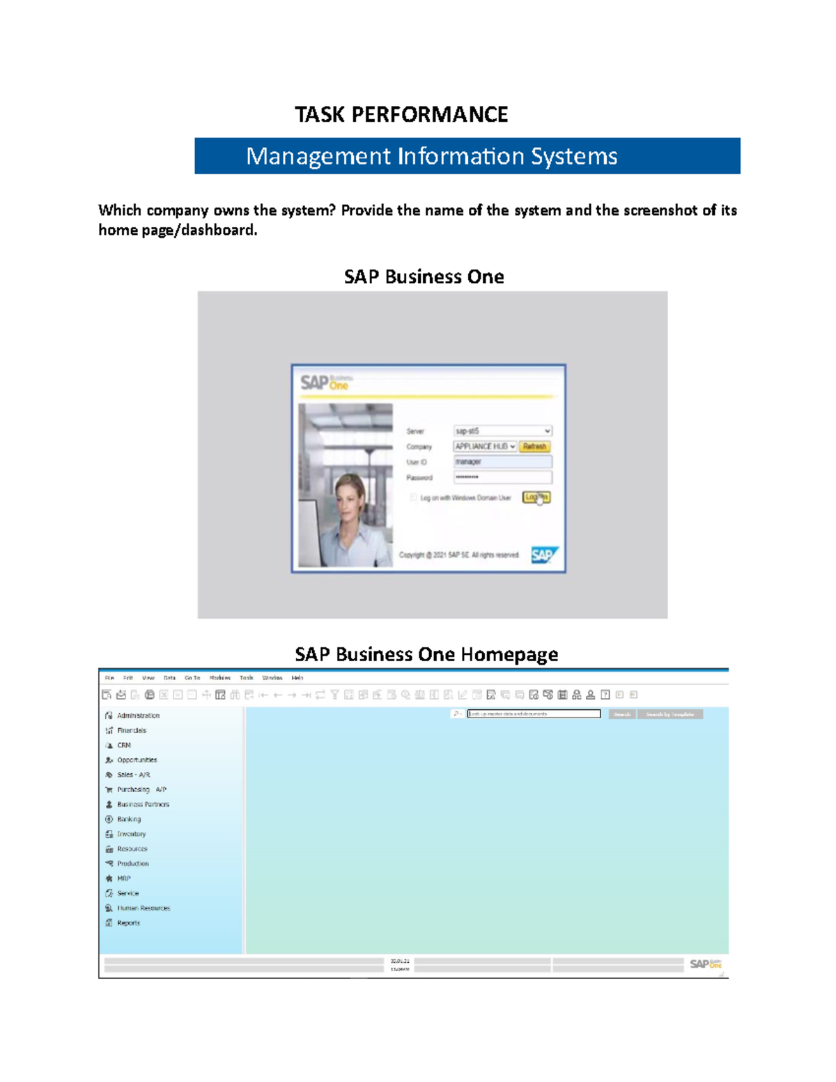 03 Task Performance - TASK PERFORMANCE Management Information Systems Which company owns the ...