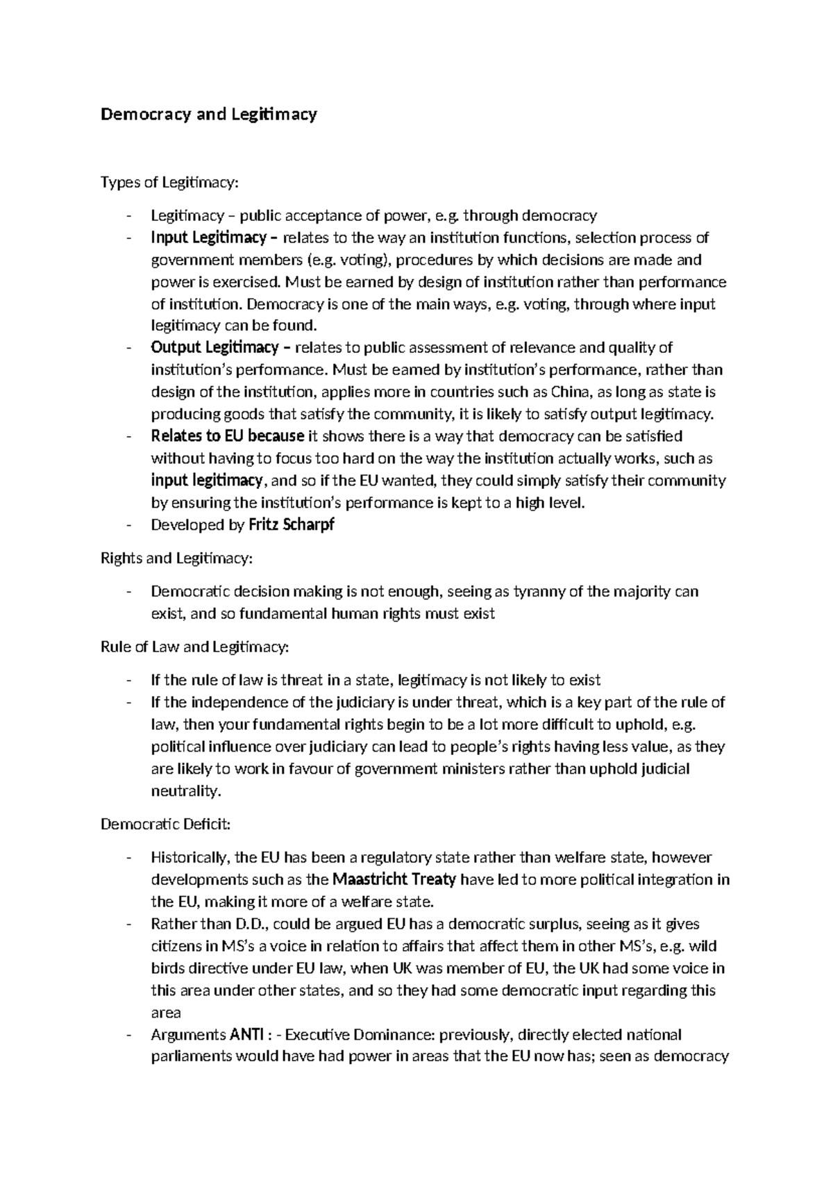 Democracy and Legitimacy - Democracy and Legitimacy Types of Legitimacy ...