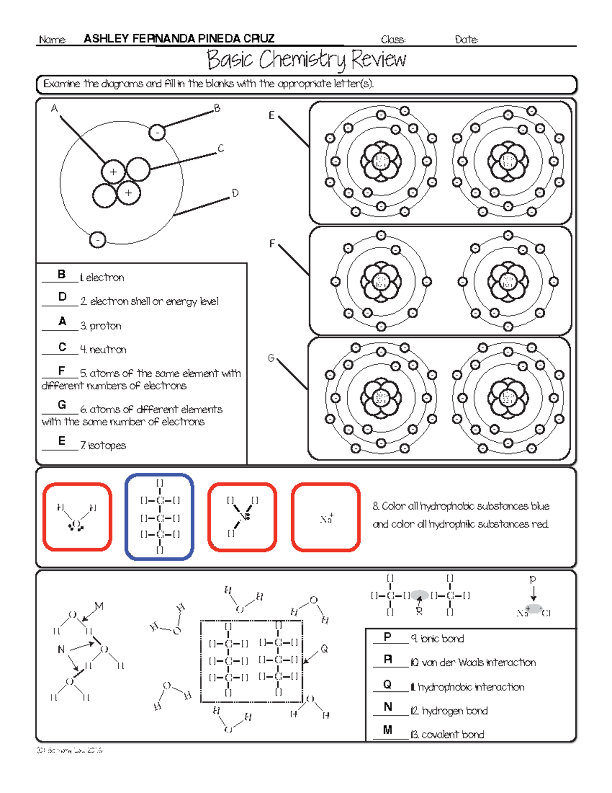 Actividad 1. Basic Chemistry copia - Name: Class: Date: (C) Bethany Lau ...