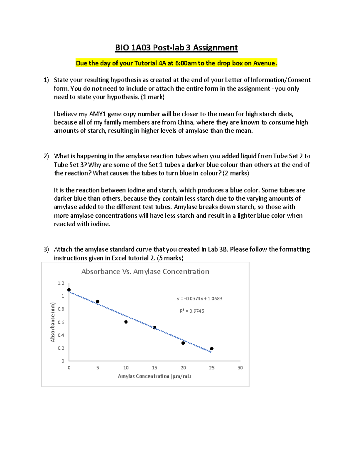 Post-lab 3 Assignment W2022 McMaster University - BIO 1A03 Post-lab 3 ...