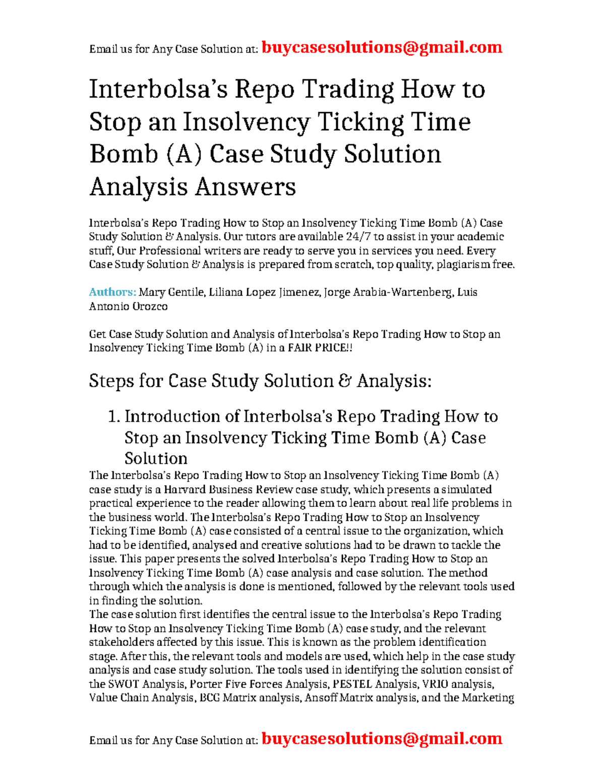 Case Solution Interbolsa's Repo Trading How to Stop an Insolvency Ticking Time Bomb (A) - - Studocu