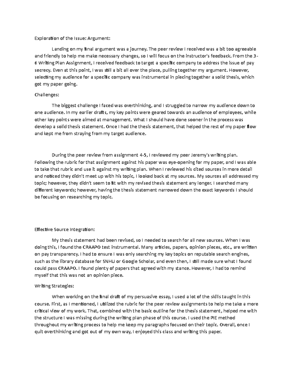 8-4 Final Reflection Paper - Exploration of the Issue: Argument ...