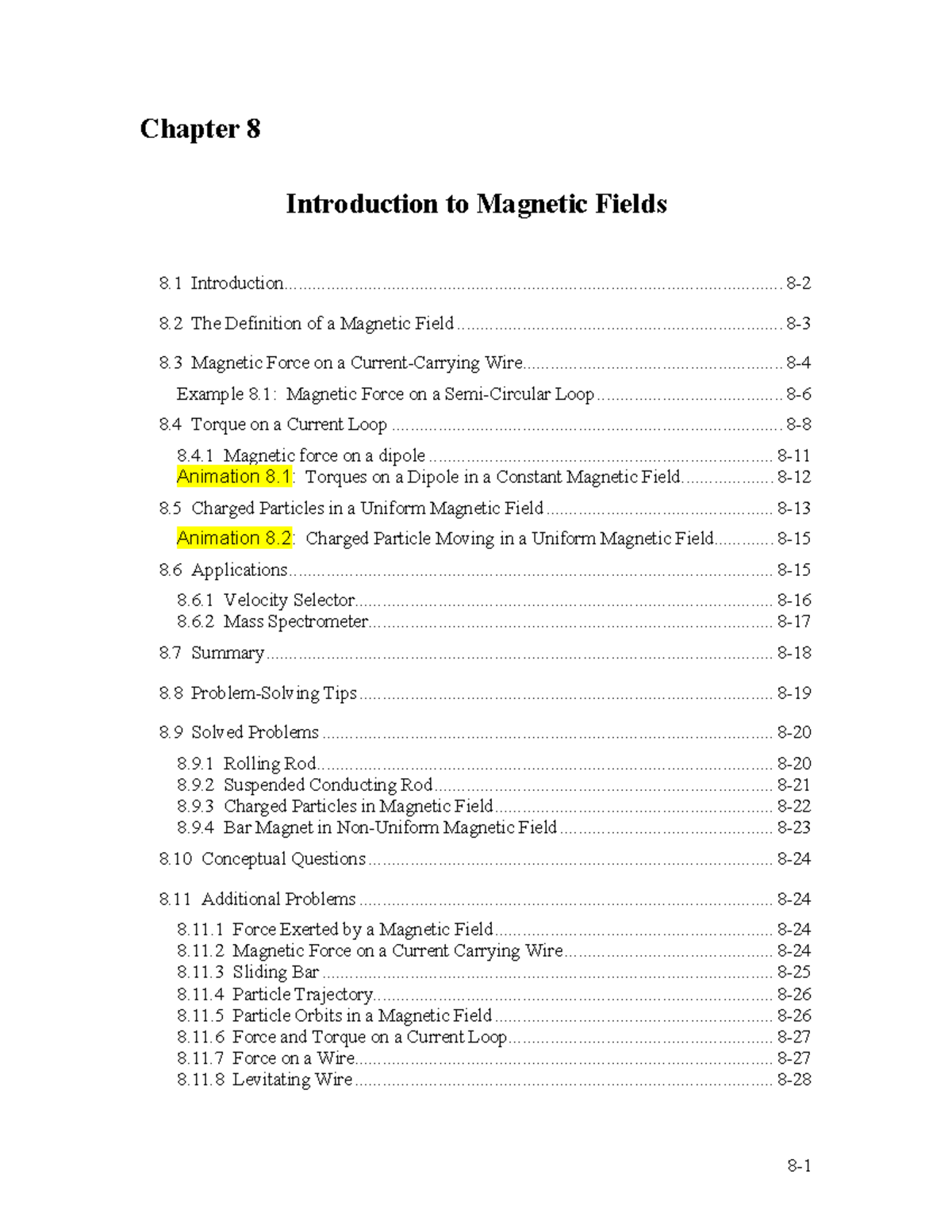 Guide 08 - Study - Introduction to Magnetic Fields Chapter 8 - Studocu