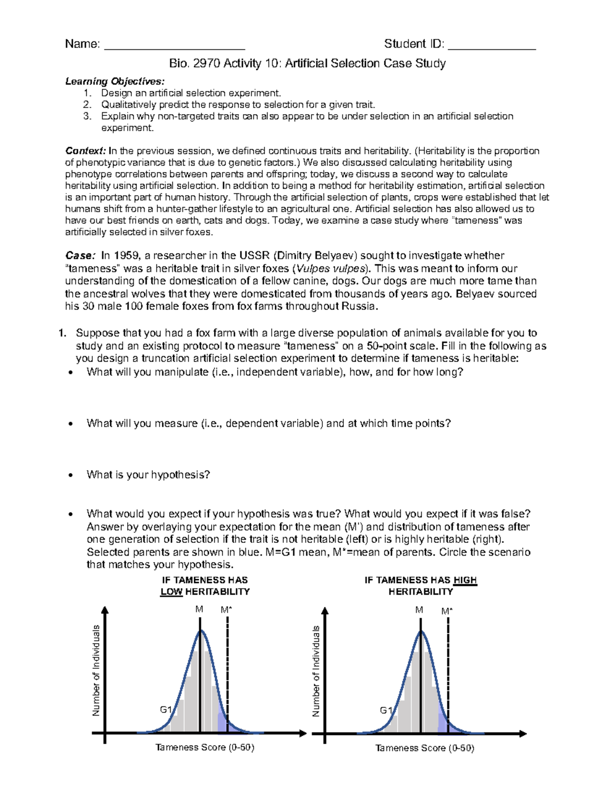 FL23 2970 Artifical Selection-Worksheet v F - Name: _____________________ Student ID ...