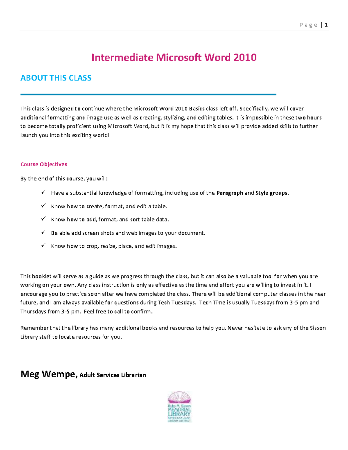 Word 2010 intermediate - Intermediate Microsoft Word 2010 ABOUT THIS ...