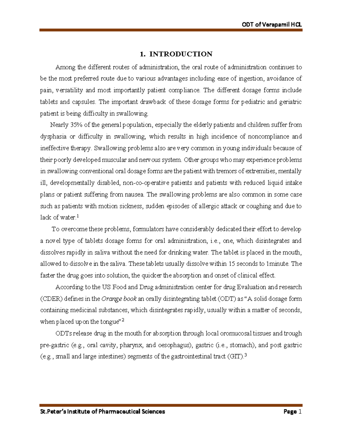 Verapamil odt - nil - 1. INTRODUCTION Among the different routes of ...