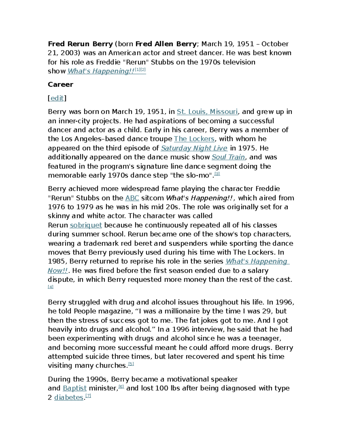 Fred Rerun Berry - Sin observaciones - Fred Rerun Berry (born Fred ...