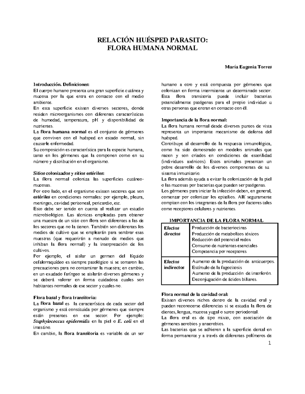 UD I Micro- Normal - MEDICINA - RELACIÓN HUÉSPED PARASITO: FLORA HUMANA ...