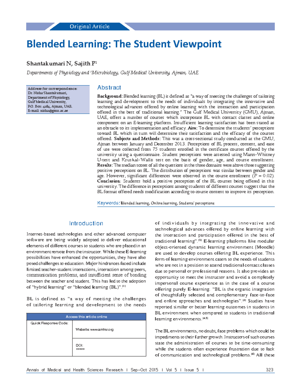 Blended Learning The Student Viewpoint - Introduction Internet-based ...