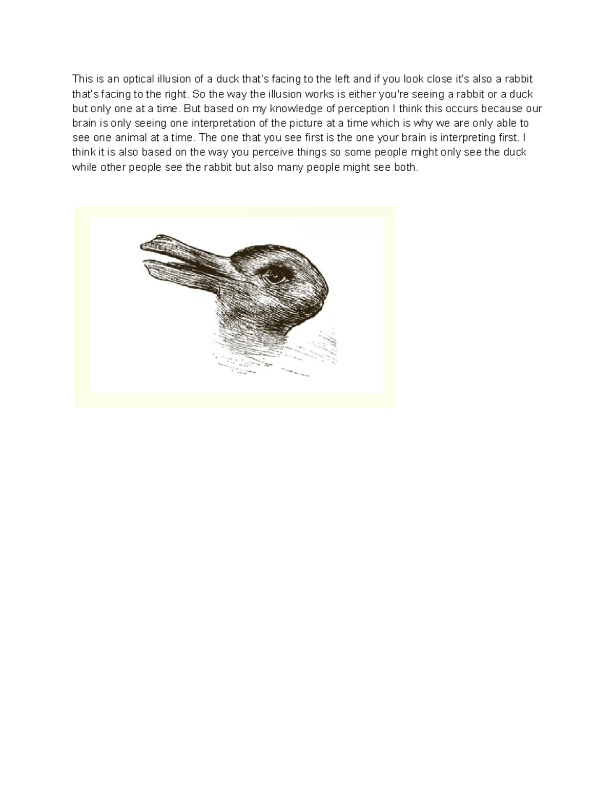 Sensation and Perception - This is an optical illusion of a duck that’s ...