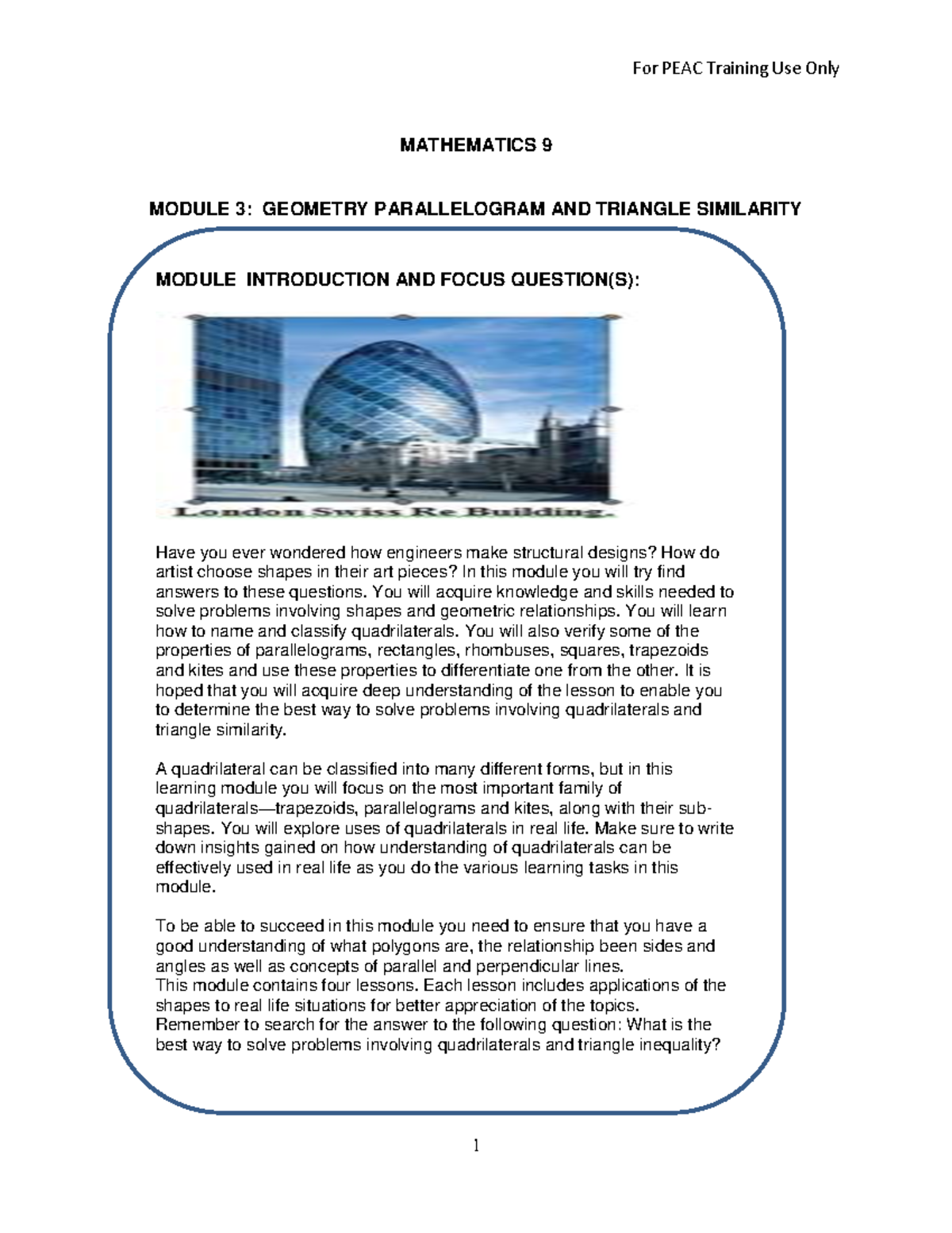 Mathgr 9Q3-Lesson-1 - Math Lesson - MATHEMATICS 9 MODULE 3 : GEOMETRY ...