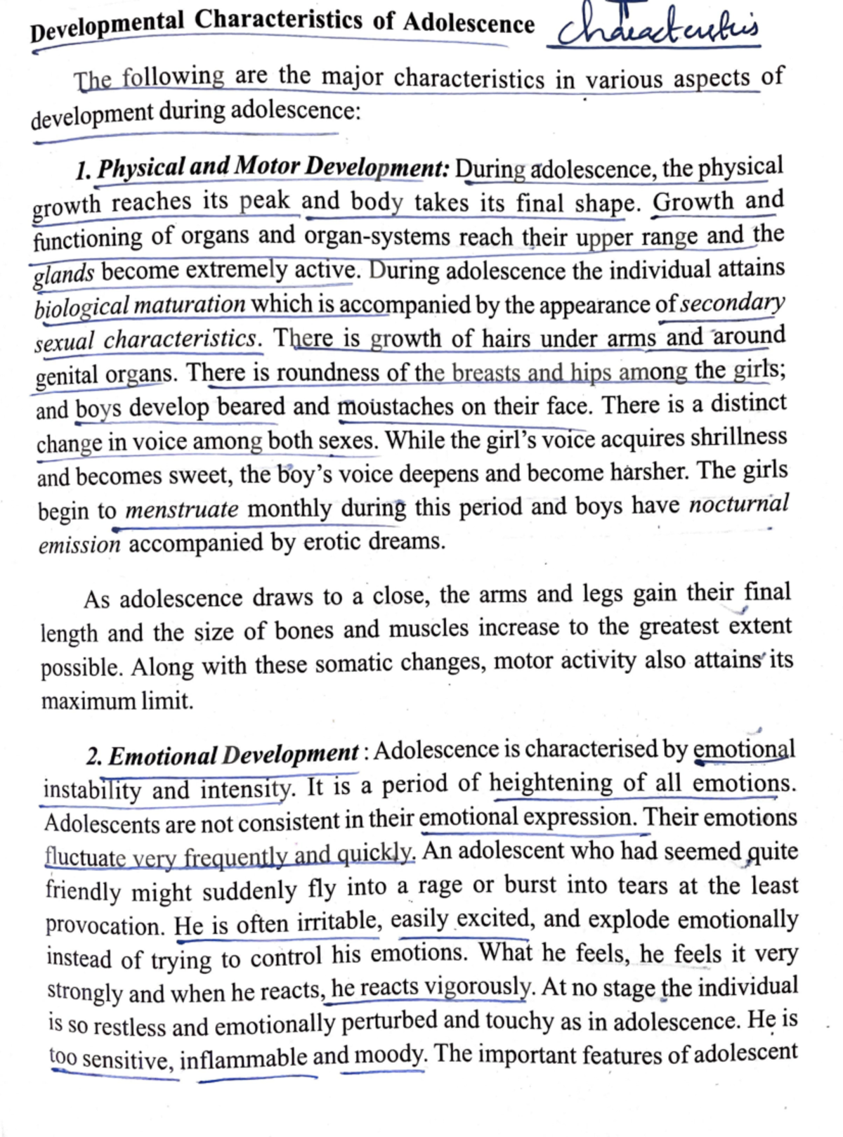 Characteristics of Adolescence - Developmental Characteristics of ...