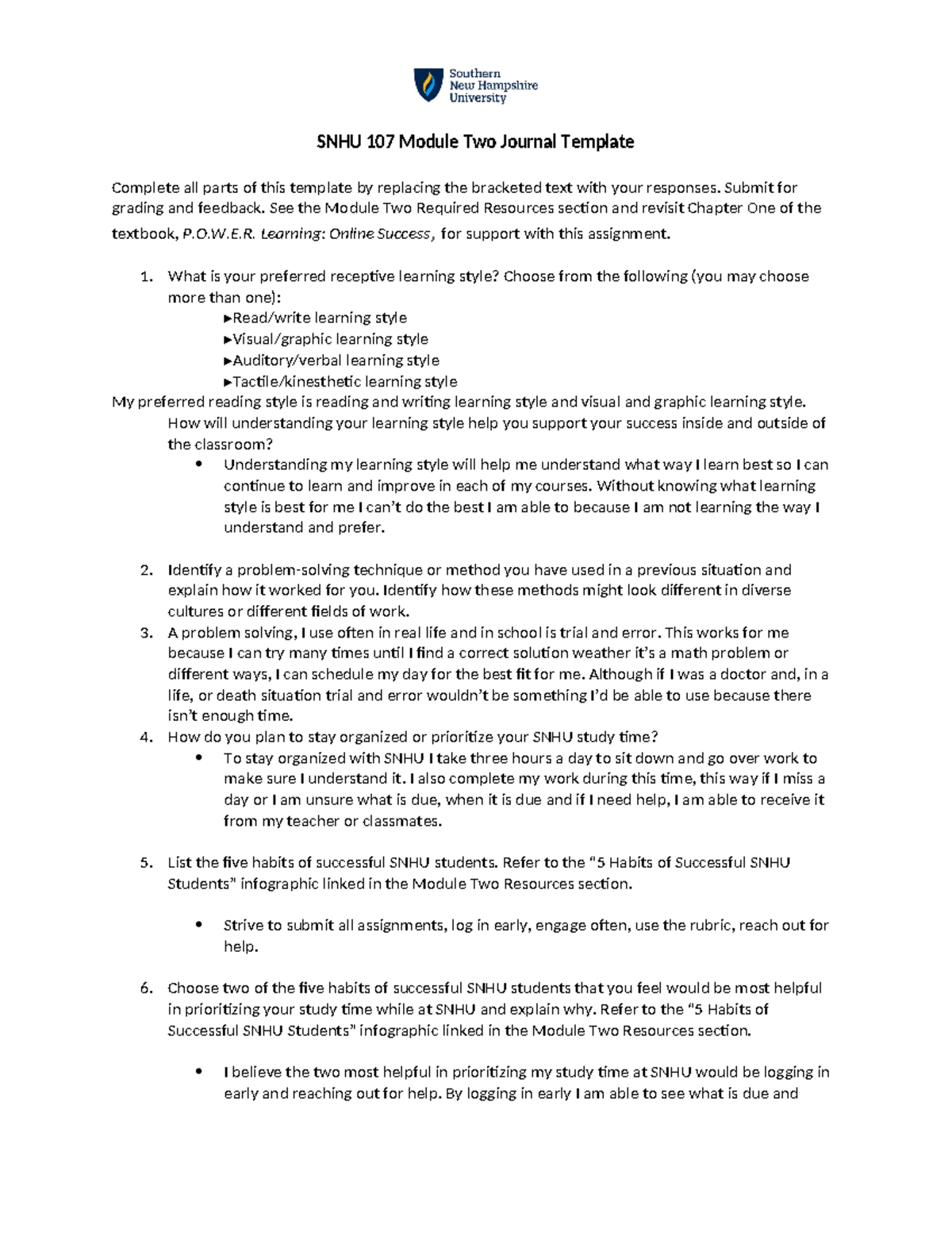 SNHU 107 Module Two Journal Template - SNHU 107 Module Two Journal ...