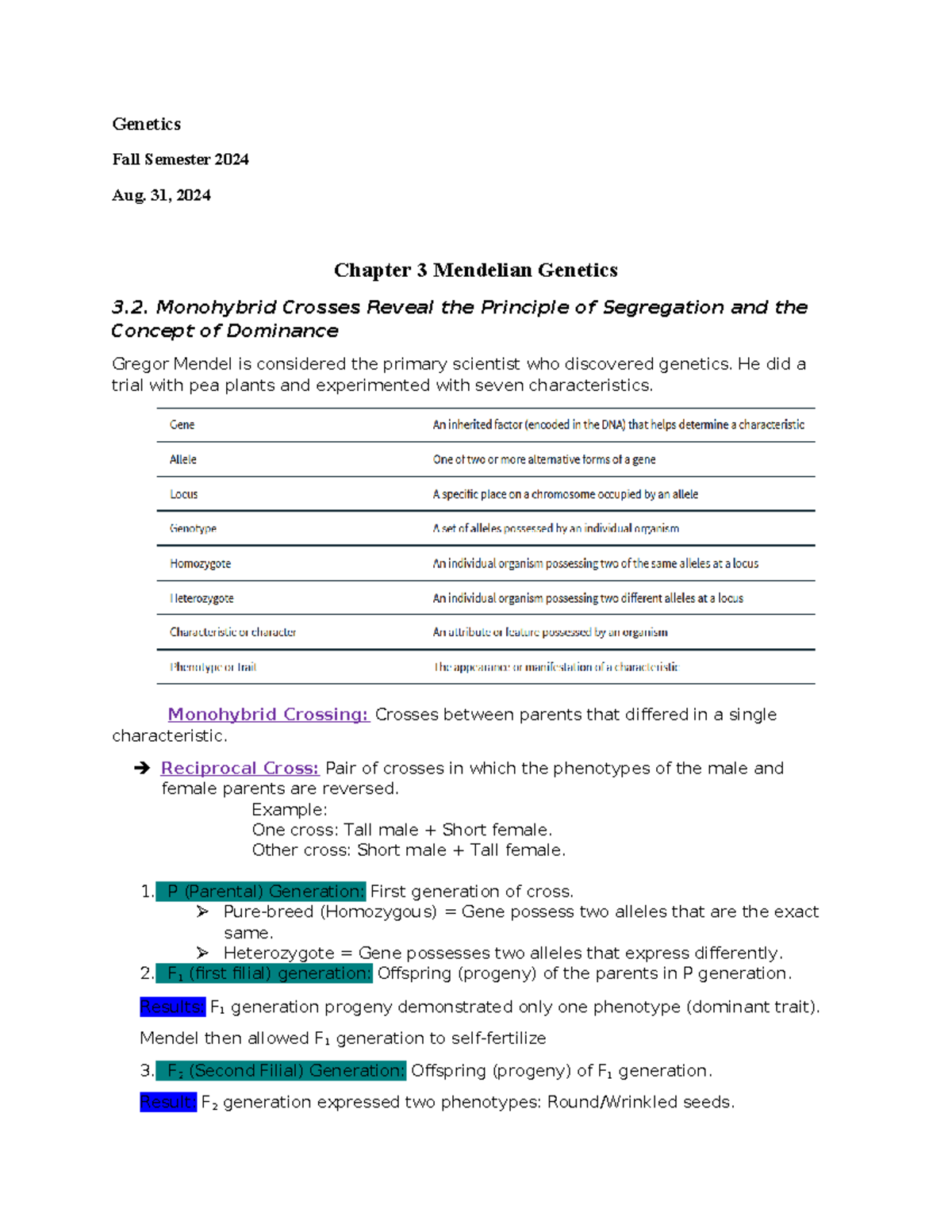 Chpt 3 - Hybrid Crosses and Mendel Father of Genetics Theories ...