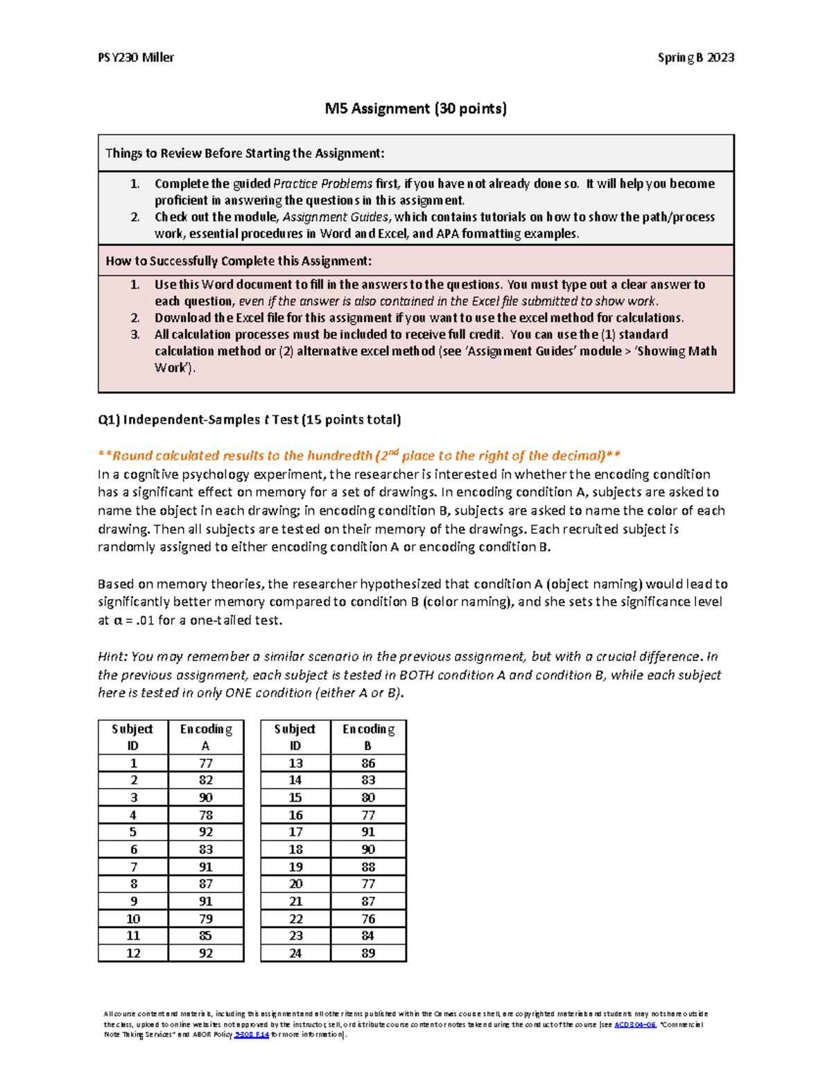 PSY230-M5-Assignment-Spring B 2023 - Copy - All course content and ...