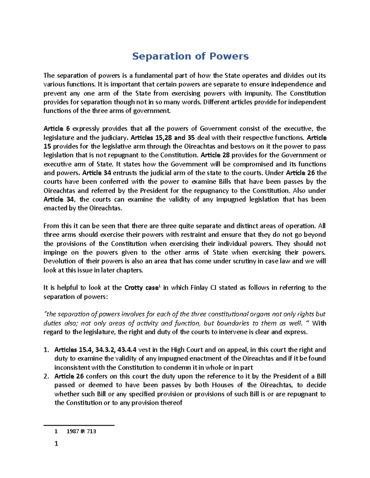 T5 Separation of Powers - Separation of Powers The separation of powers ...