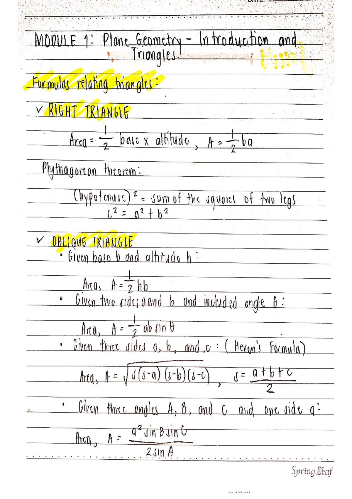 Formulas-solmen - From plane geometry triangles, Quadrilaterals and ...