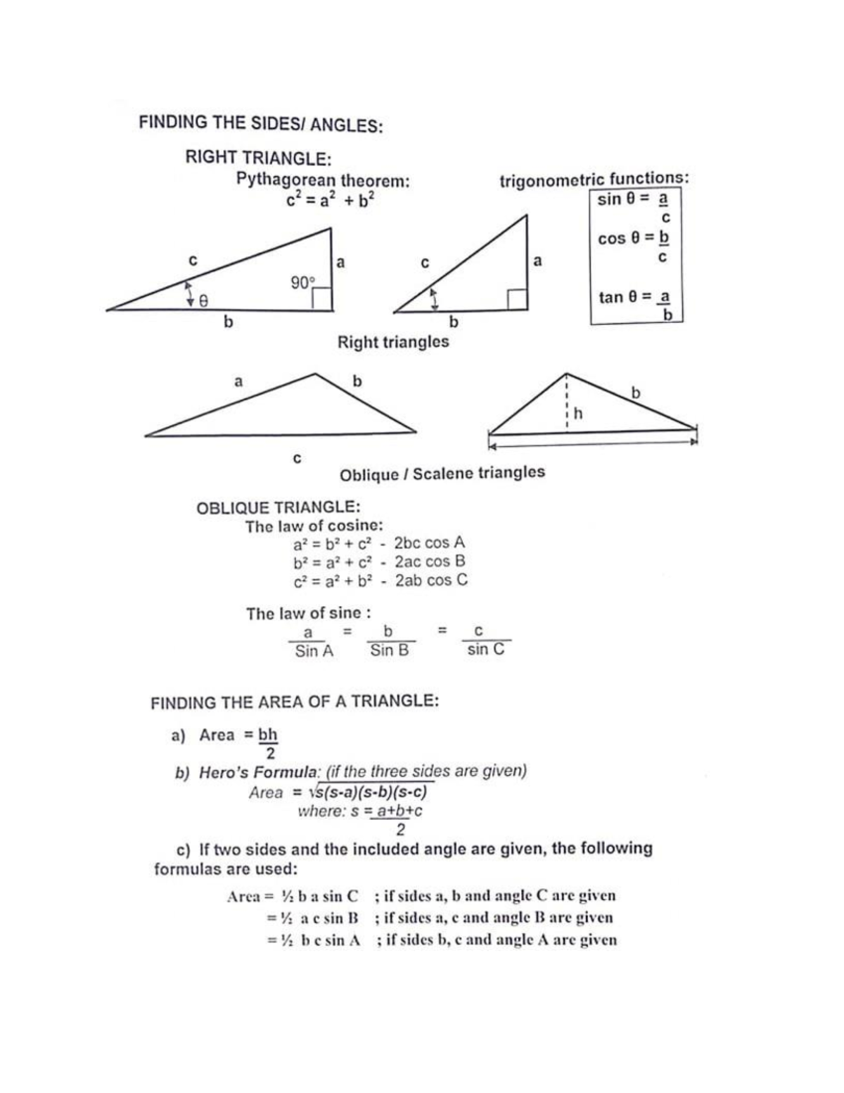 Math 103-triangles - other - FINDING THE ANGLES: RIGHT TRIANGLE ...