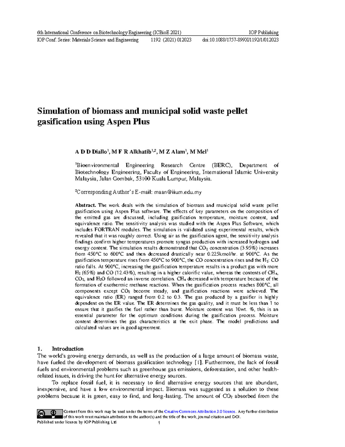 Diallo 2021 IOP Conf. Ser. Mater. Sci. Eng. 1192 012023 - Content from this work may be used ...