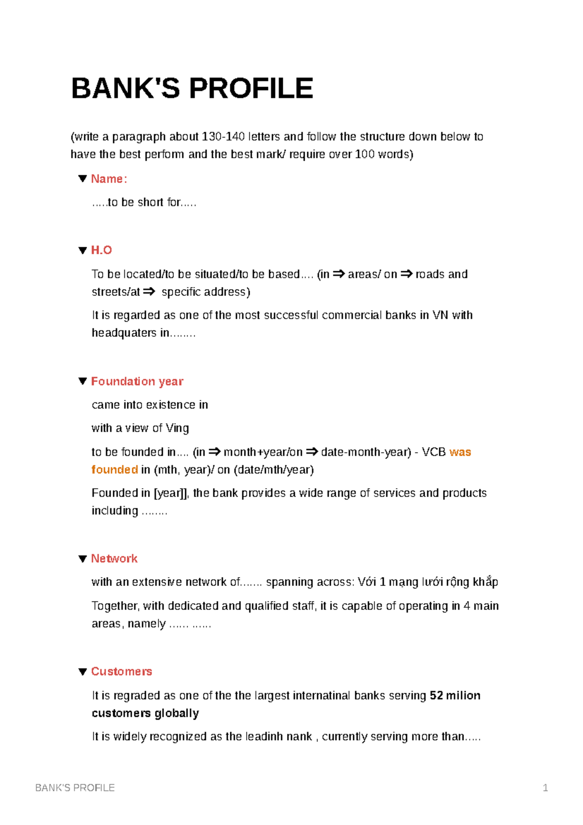 Banks Profile, Bài luận giới thiệu ngân hàng, Bài viết luận, Đề thi ...
