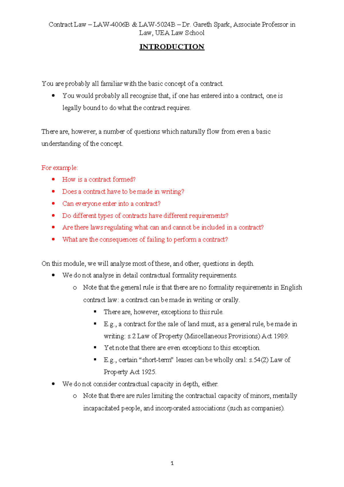 1 - introduction notes copy - Law, UEA Law School INTRODUCTION You are ...