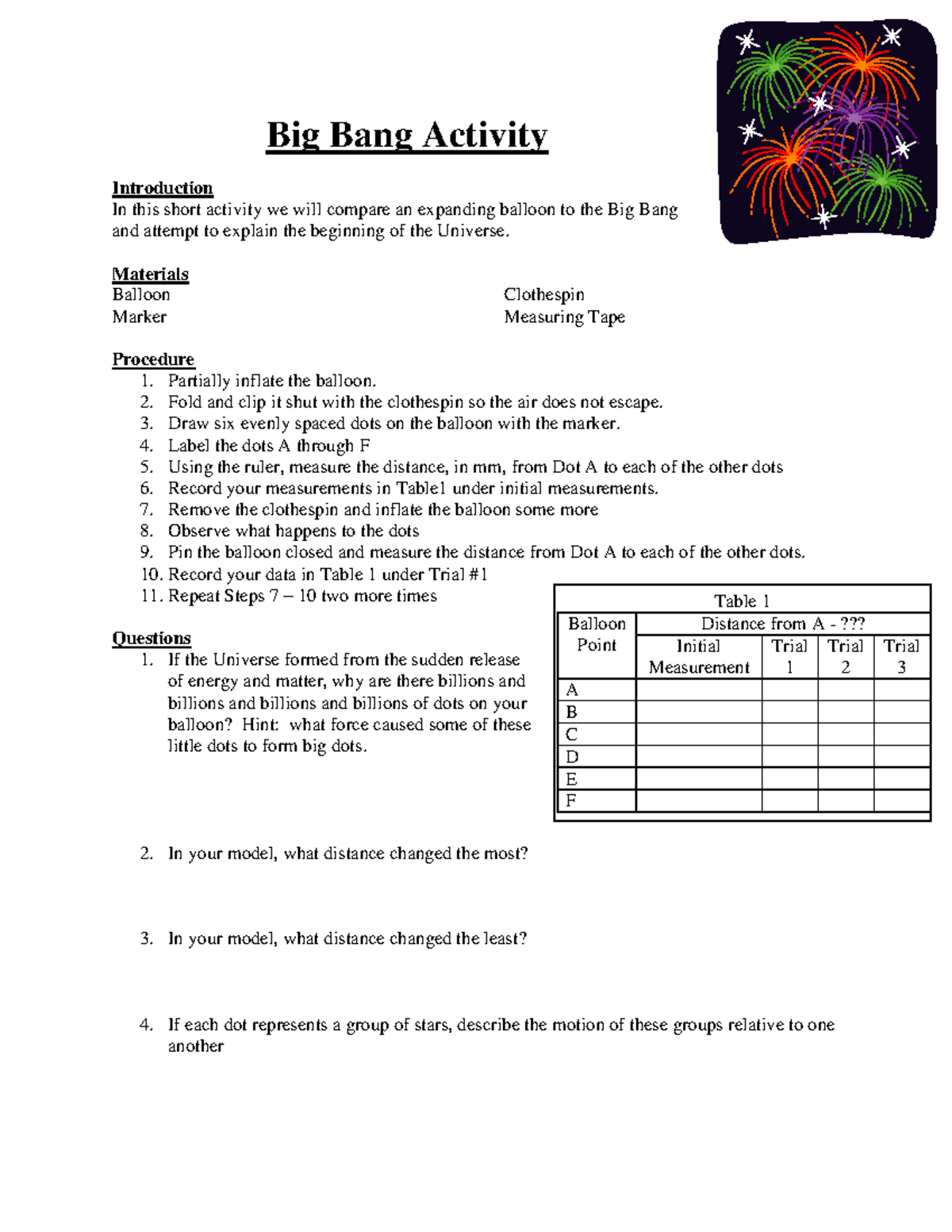 Big Bang Activity - Summary - Education - University of Santo Tomas ...