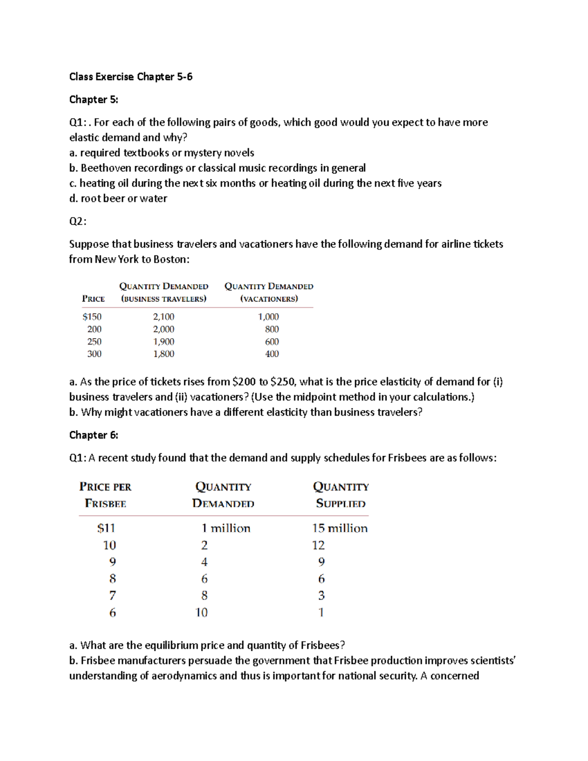 Class Exercise Chapter 5-6 - Class Exercise Chapter 5- Chapter 5: Q1 ...