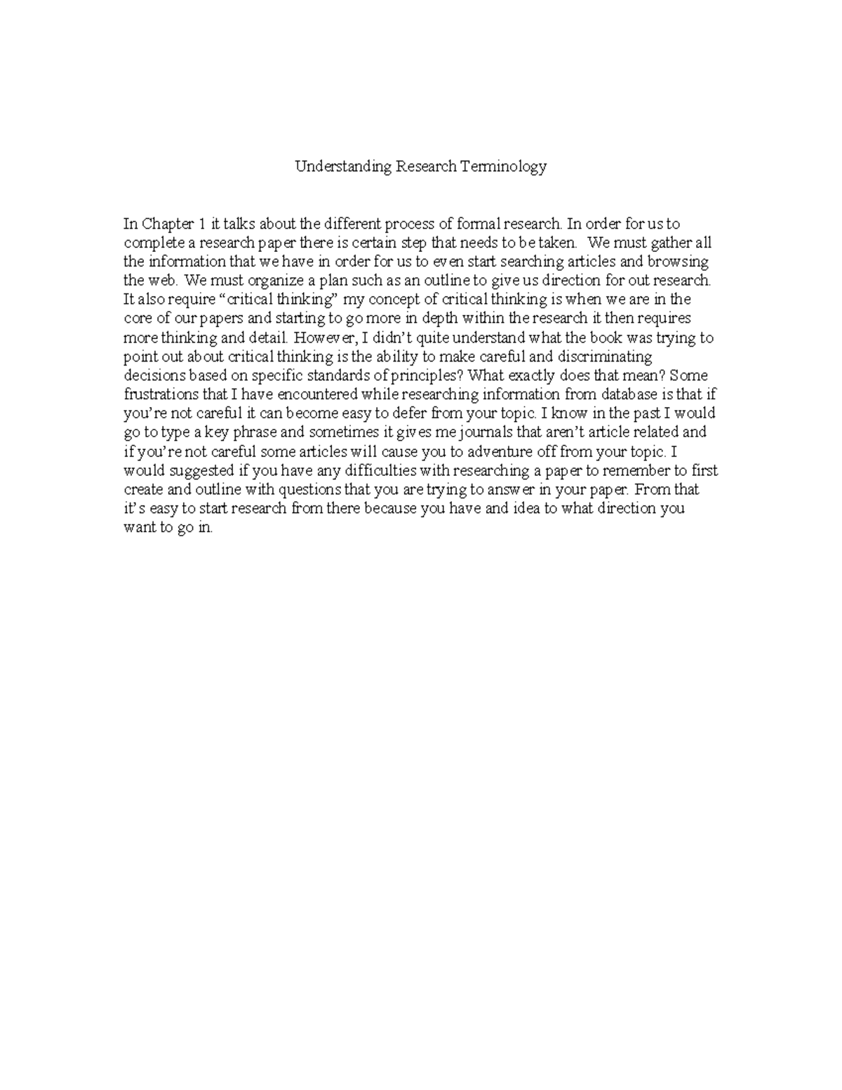 Understanding Research Terminology - In order for us to complete a ...