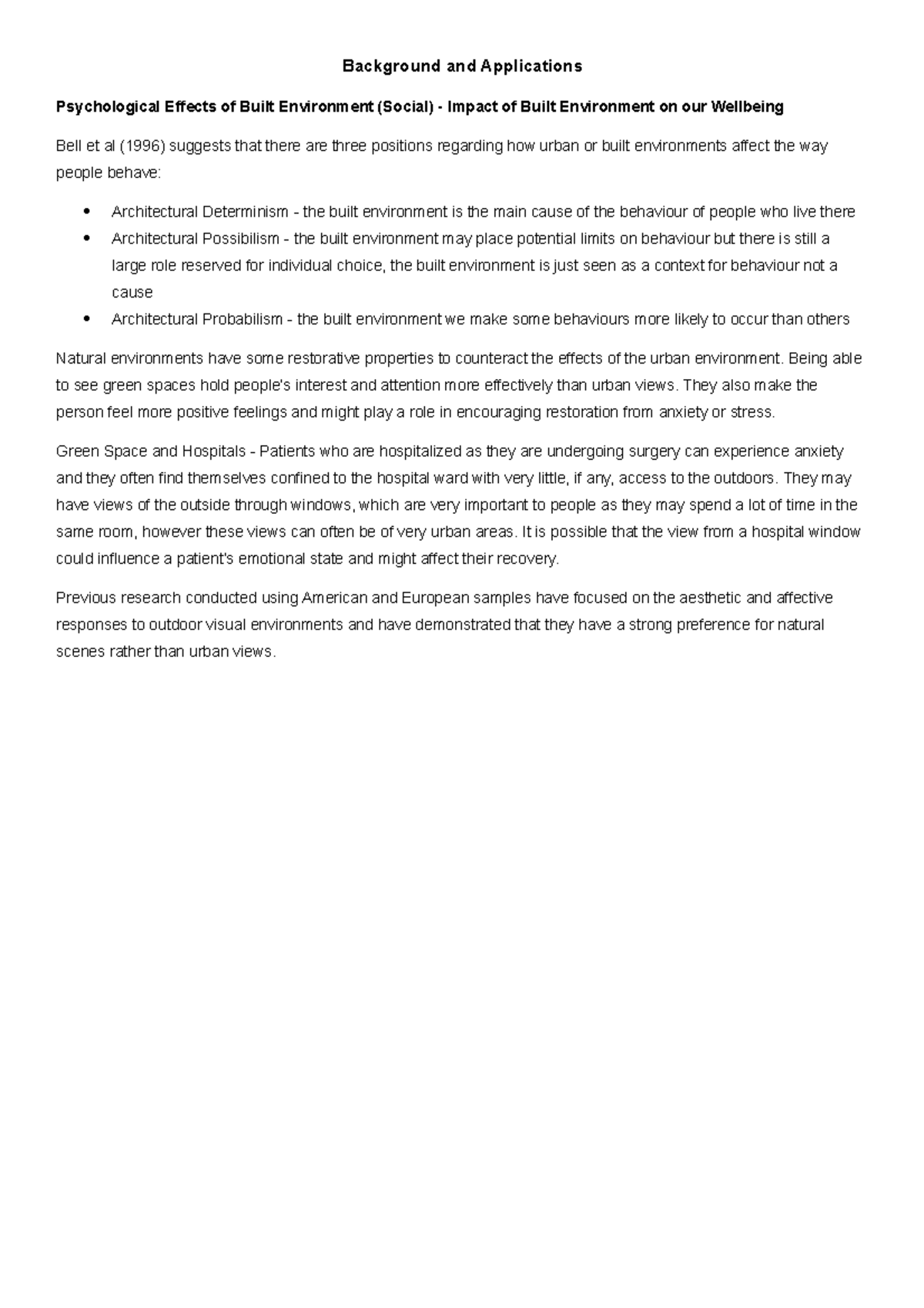 Built environment - These are all revision notes I have used on my ...
