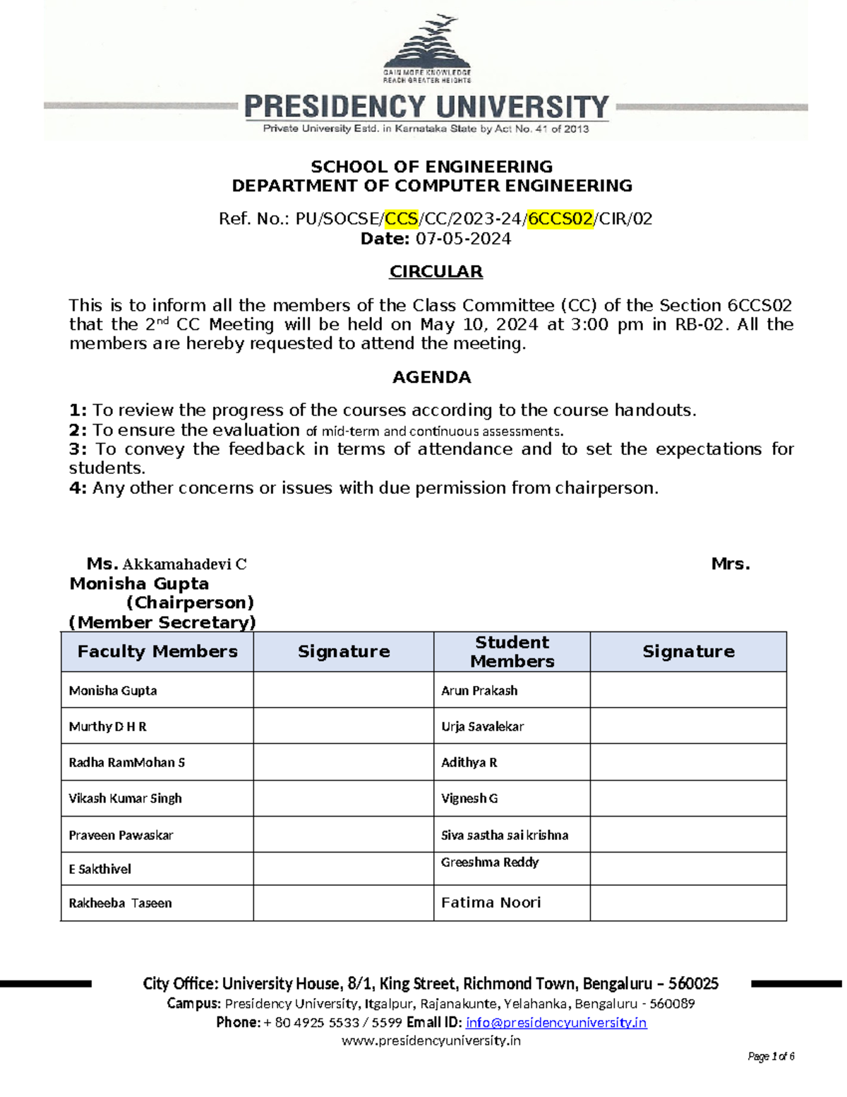 Template CCM - Circular, MOM & ATR - SCHOOL OF ENGINEERING DEPARTMENT ...