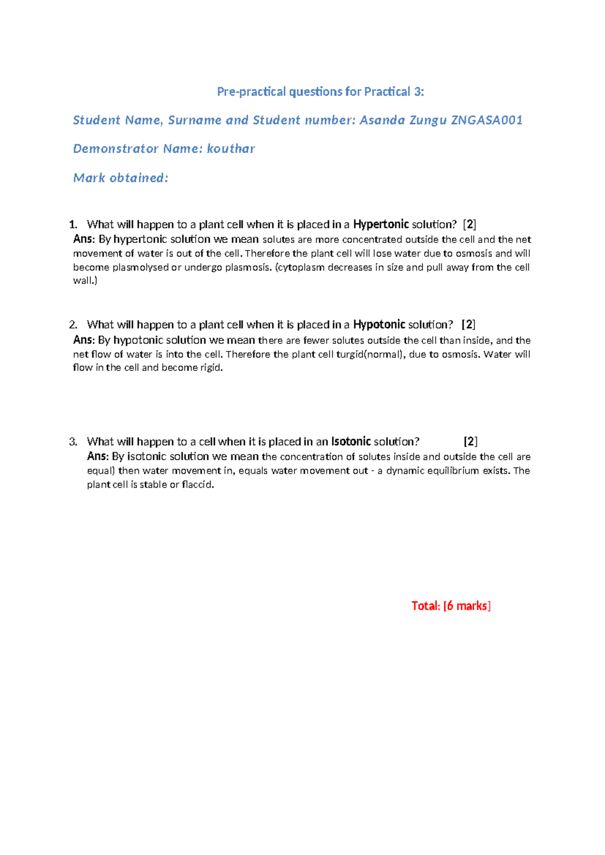 Pre practical questions for Prac 3 - Pre-practical questions for ...