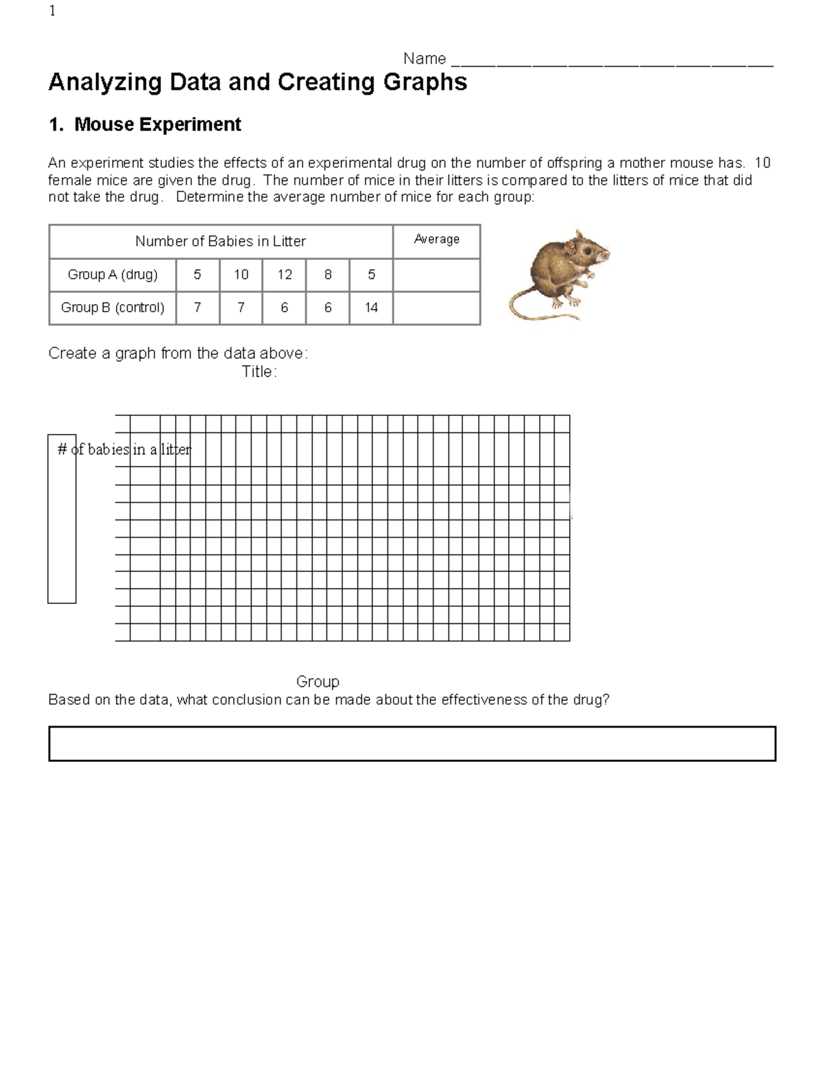 Analyzing data and Creating Graphs Lesson - Name ...