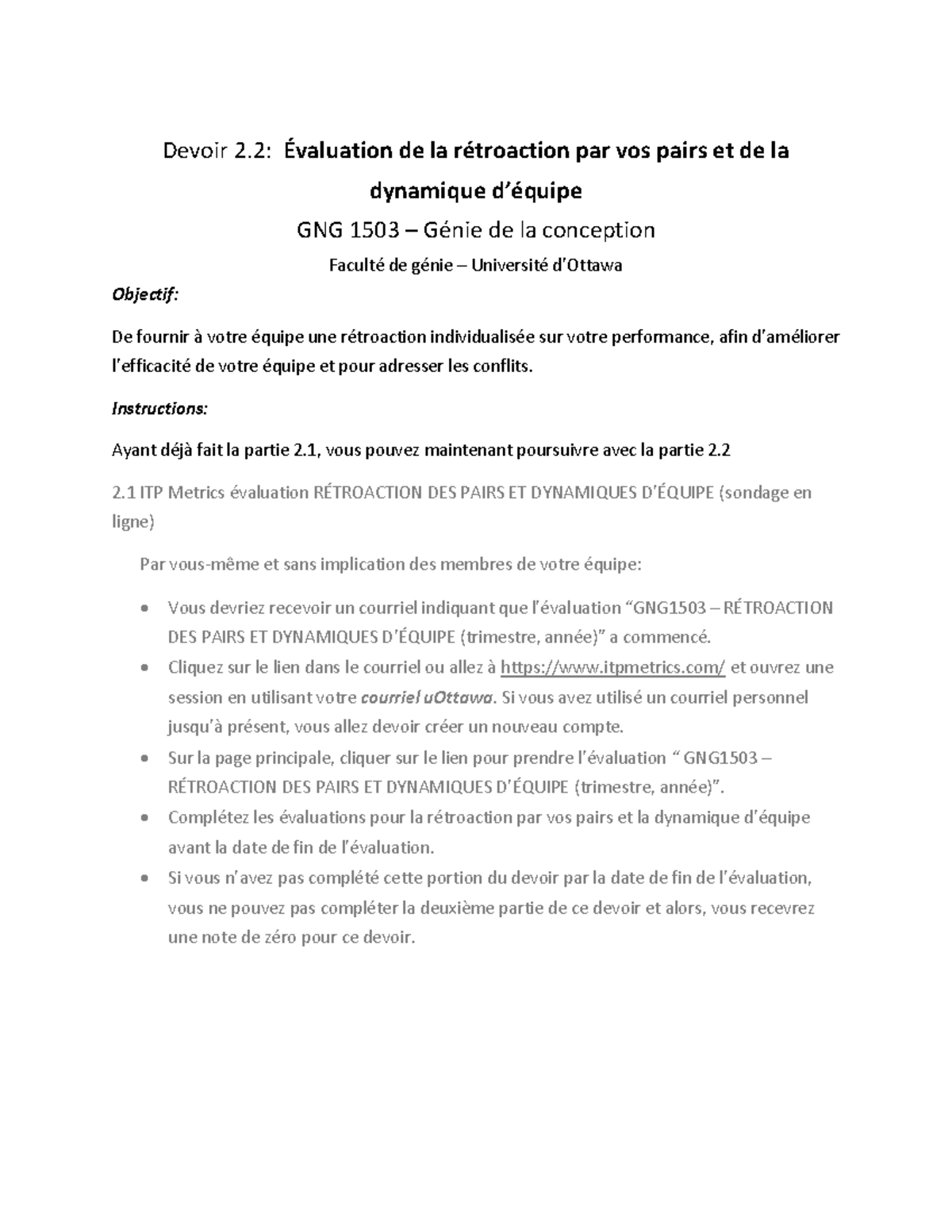 Instructions Devoir 2 - Reflexion des pairs - Devoir 2: .. de la rÈtroaction par vos pairs et de ...