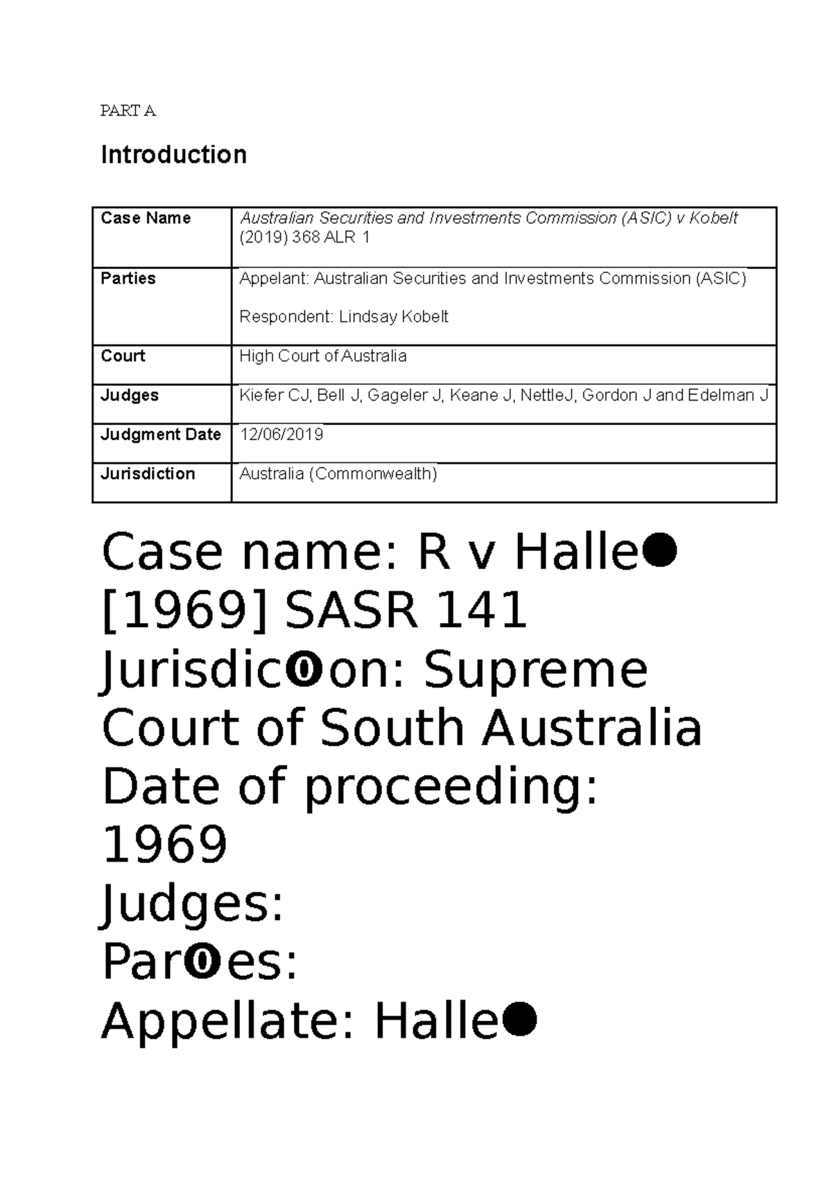Assigement 2 - Critical Case Note - PART A Introduction Case Name ...