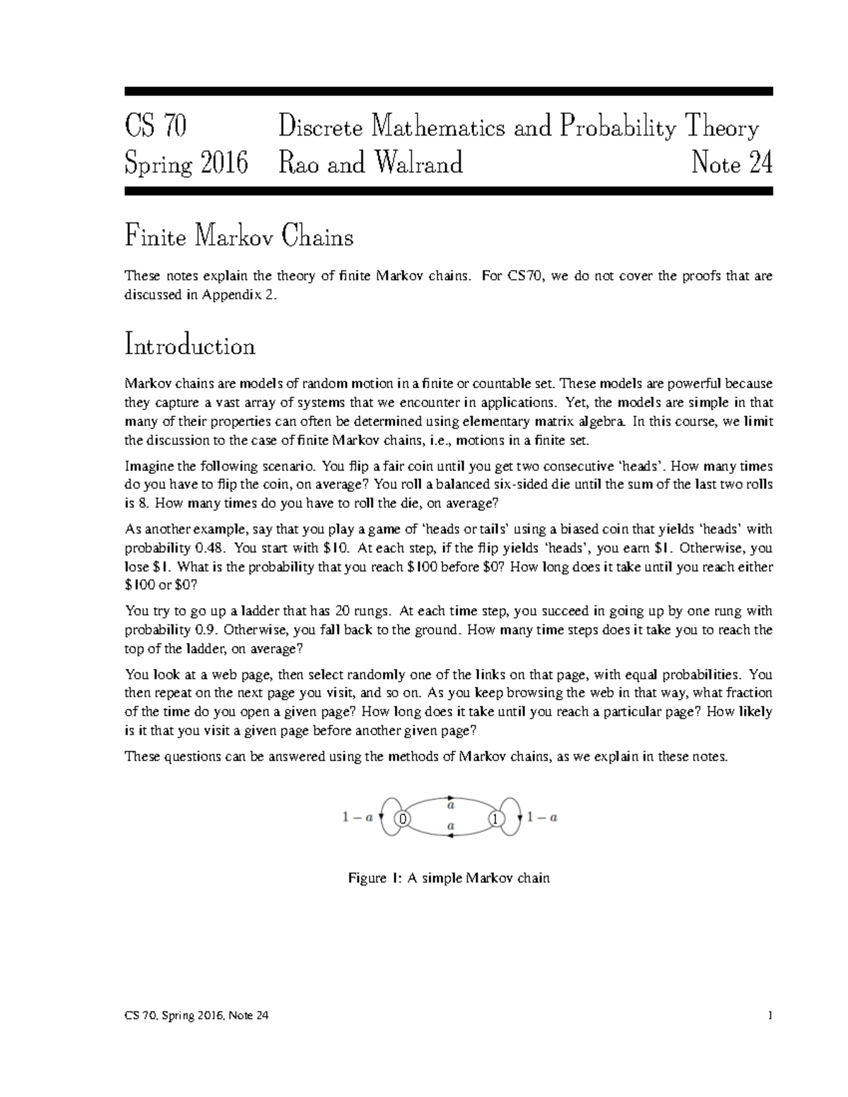 N24 - Lecture notes - CS 70 Discrete Mathematics and Probability Theory ...