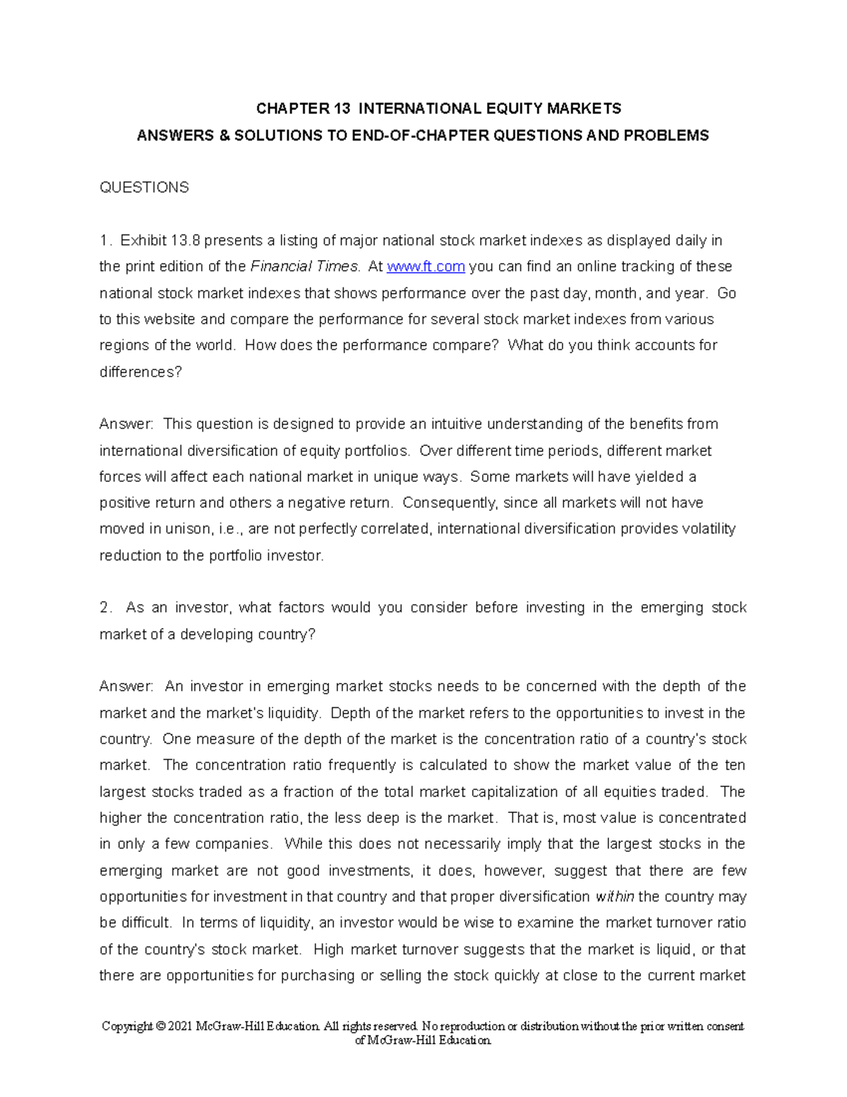 Eun International Financial Management 9e SM CH13 - CHAPTER 13 ...