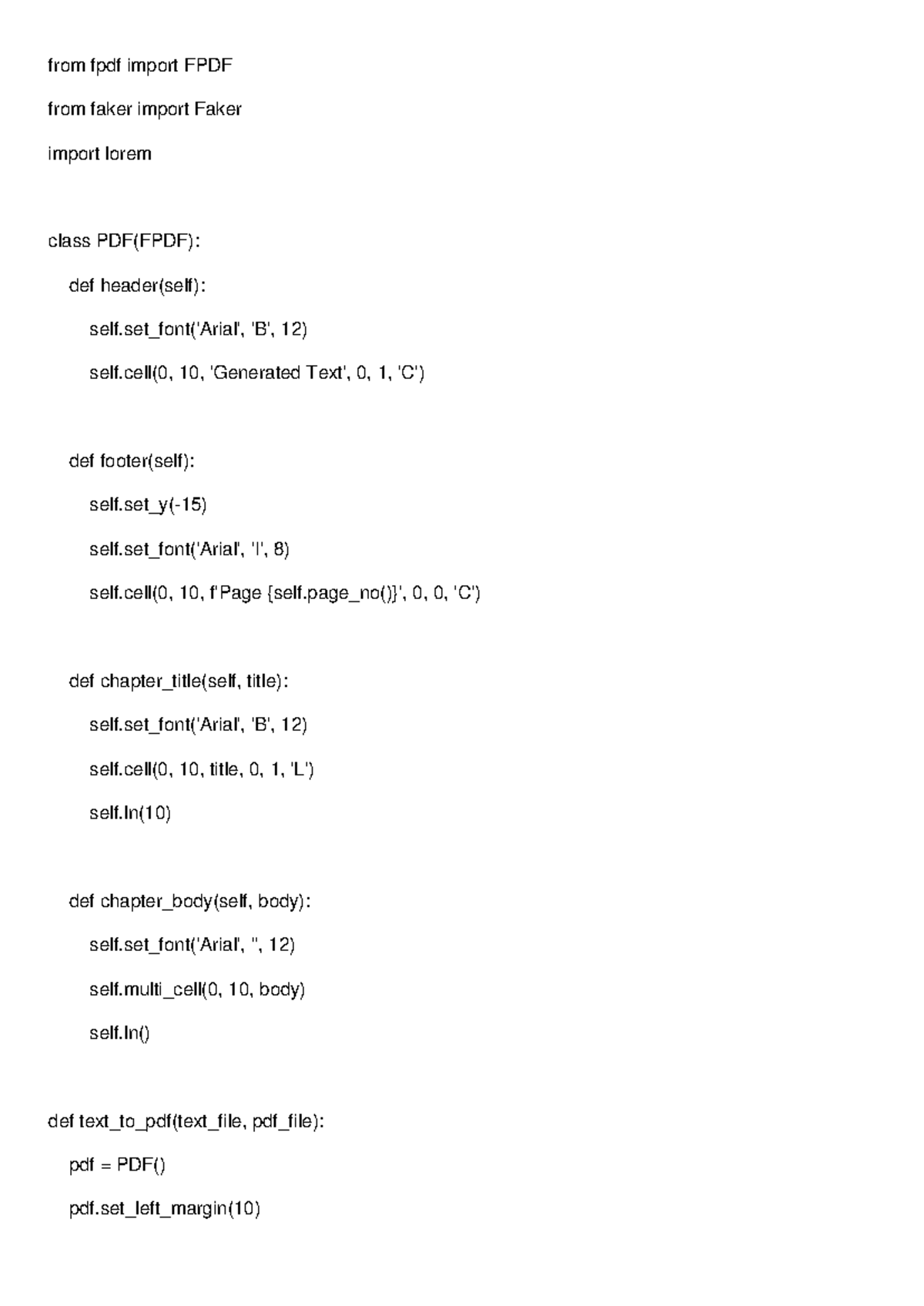 Python Script - what im doing - from fpdf import FPDF from faker import Faker import lorem class ...