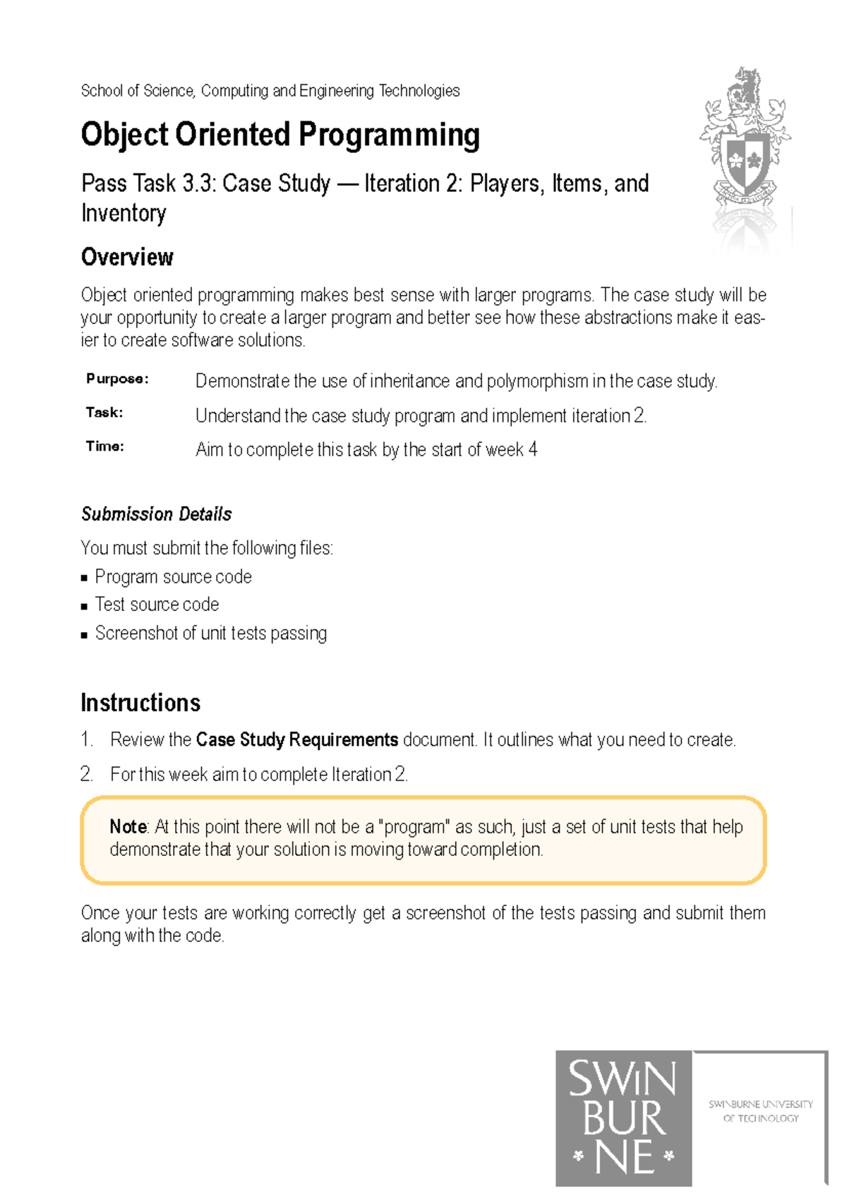 3.3P - Case Study - Iteration 2 - Players, Items, and Inventory - School of Science, Computing ...