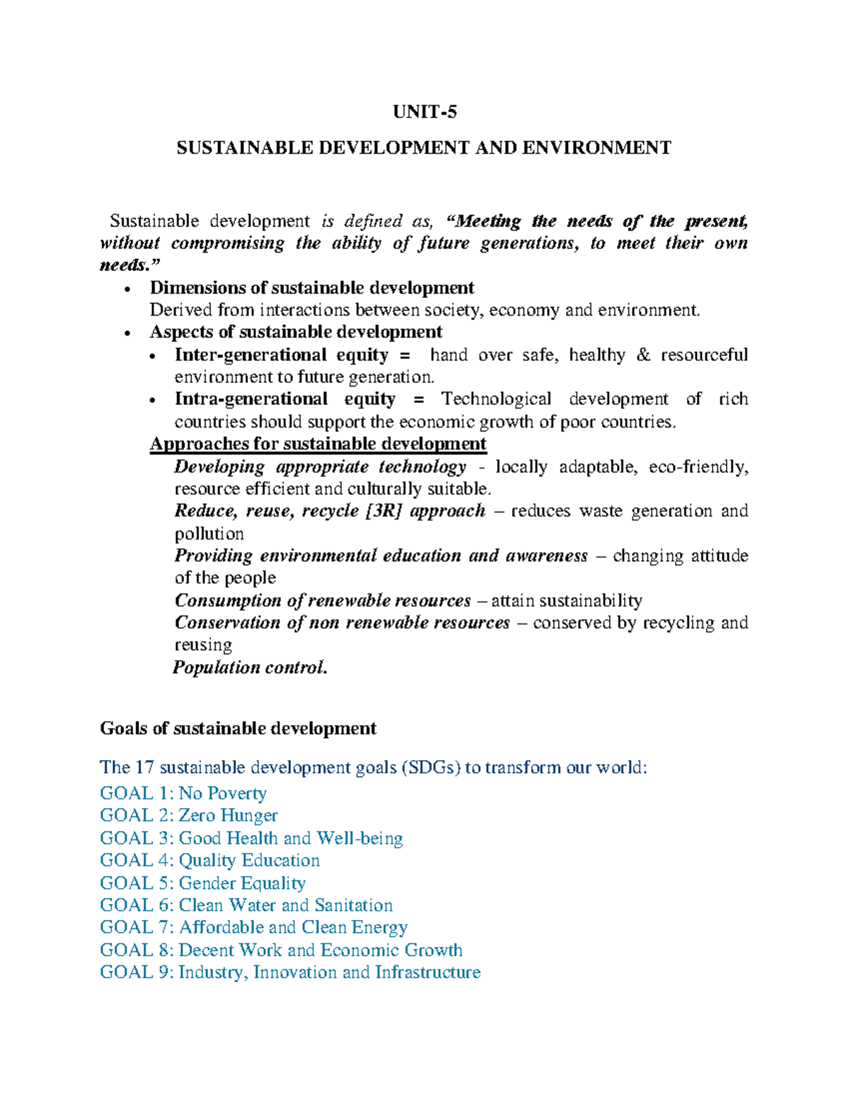 UNIT V EAS Final 240511 115909 - UNIT- 5 SUSTAINABLE DEVELOPMENT AND ...