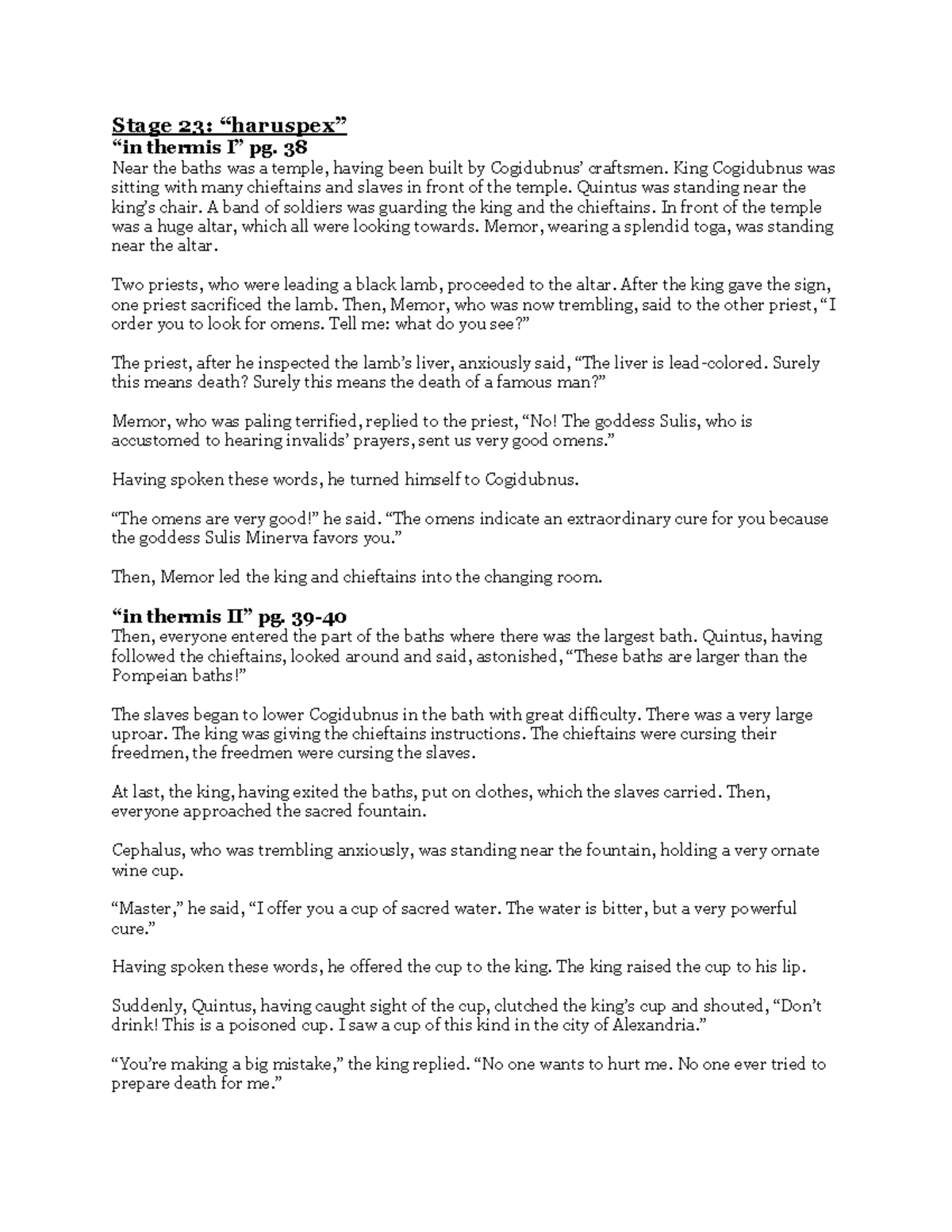 Cambridge Latin Course Stage 23 Translations - Stage 23: “haruspex” “in ...