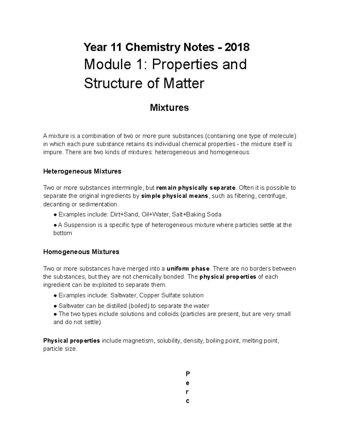 Y11 Chem Notes 2018 - Year 11 Chemistry Notes - 2018 Module 1 ...