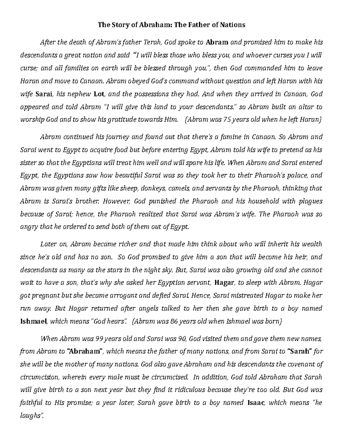 The Story of Abraham - ”, then God commanded him to leave Haran and ...